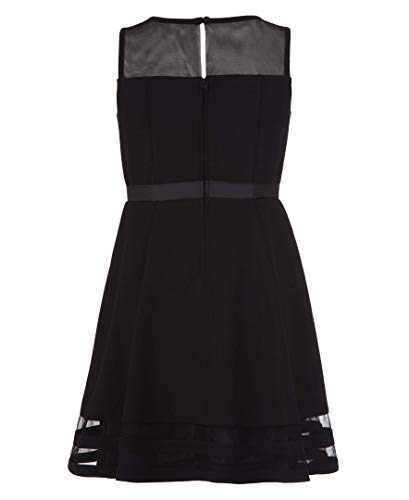 Calvin Klein Girls' Sleeveless Party Dress, Fit and Flare Silhouette, Round Neckline & Back Zip Closure, Black, 8