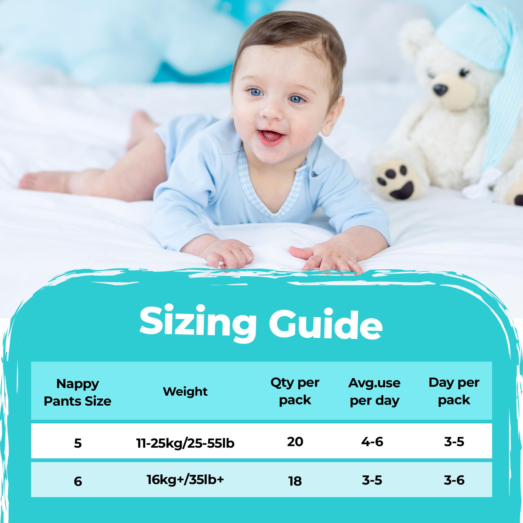Mum & You Nappychat Premium Performance Eco Diaper Pants, Size 5 (20 diapers) Smart Tube Technology Leak Protection. 100% Recyclable. Hypoallergenic, Dermatologically-Tested. No Lotion, Perfume or Dye