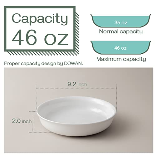 DOWAN Large Pasta Bowls, 46 Ounces Salad Serving Bowls, Ceramic Pasta Bowls Set of 4, Wide and Shallow Bowls Set, 9.2" Soup Pasta Plates, Microwave Dishwasher Safe