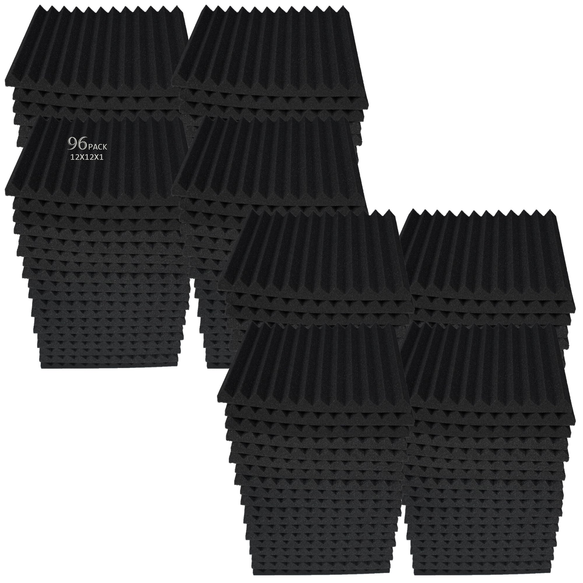 96 Pack Black/purple 12 "X 12 "X1" Acoustic Panels Studio Soundproofing Foam Wedge Tiles,