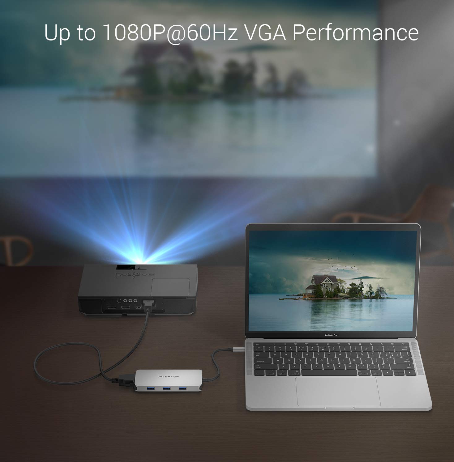 LENTION USB C Hub with 4K HDMI, VGA, SD/Micro SD Card Reader, 3 USB 3.0, Type C Charging Adapter Compatible 2022-2016 MacBook Pro, New Mac Air/Surface, Chromebook, More (CB-CE55, Space Gray)
