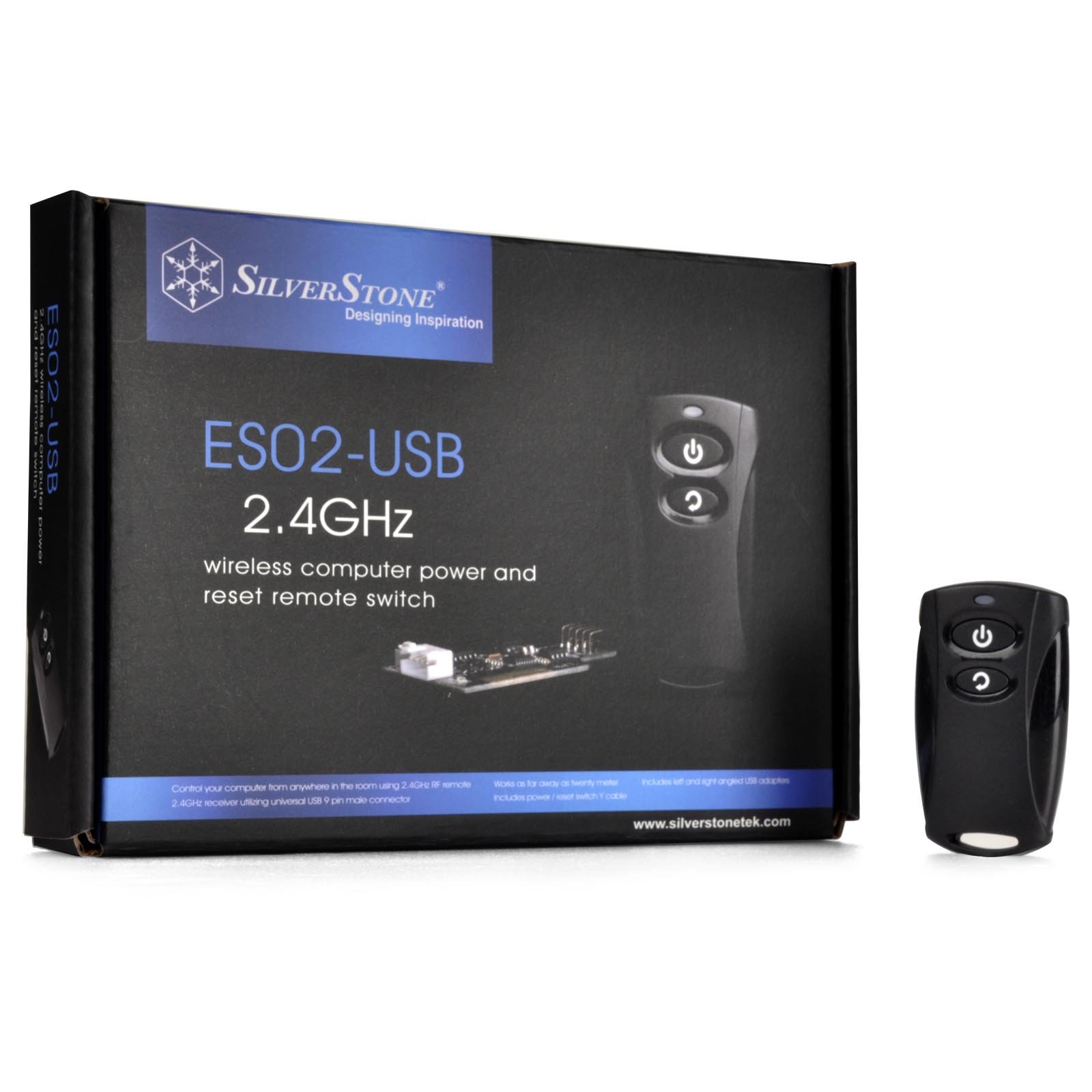 SilverStone Technology 2.4G Wireless Remote Computer Power/Reset Switch, USB 2.0 9-pin Interface ES02-USB Components Other