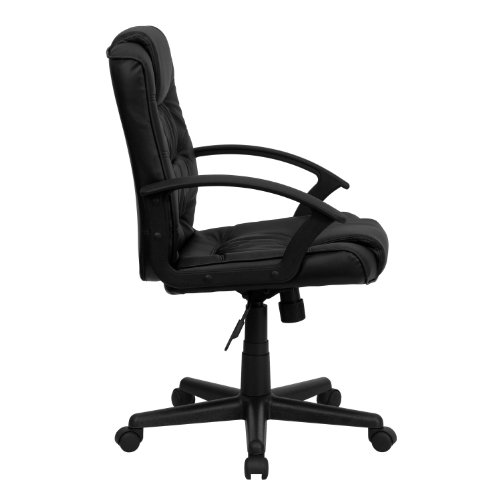 Flash Furniture Lindon Mid-Back Black LeatherSoft Swivel Task Office Chair with Arms