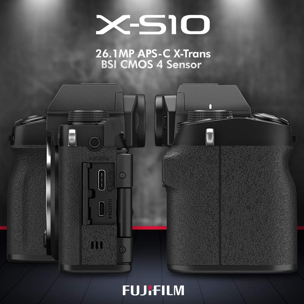 Fujifilm X-S10 Mirrorless Digital Camera Body with 18-55mm Lens, Sleek Design Accessories Bundle with 32GB SD Card, Tripod, Card Reader and More