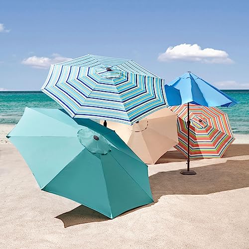 BrylaneHome 9' Tilt-And-Crank Umbrella 9 Foot Heavy Duty Fade-Resistant Tilting Shade, Covert Breeze Multicolored