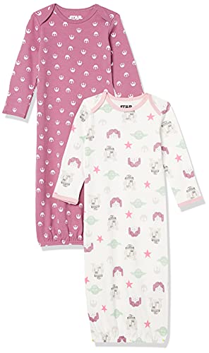 Amazon Essentials Disney | Star Wars Baby Girls' Sleeper Gowns, Pack of 2, Star Wars Tiny Rebel, 0-6 Months