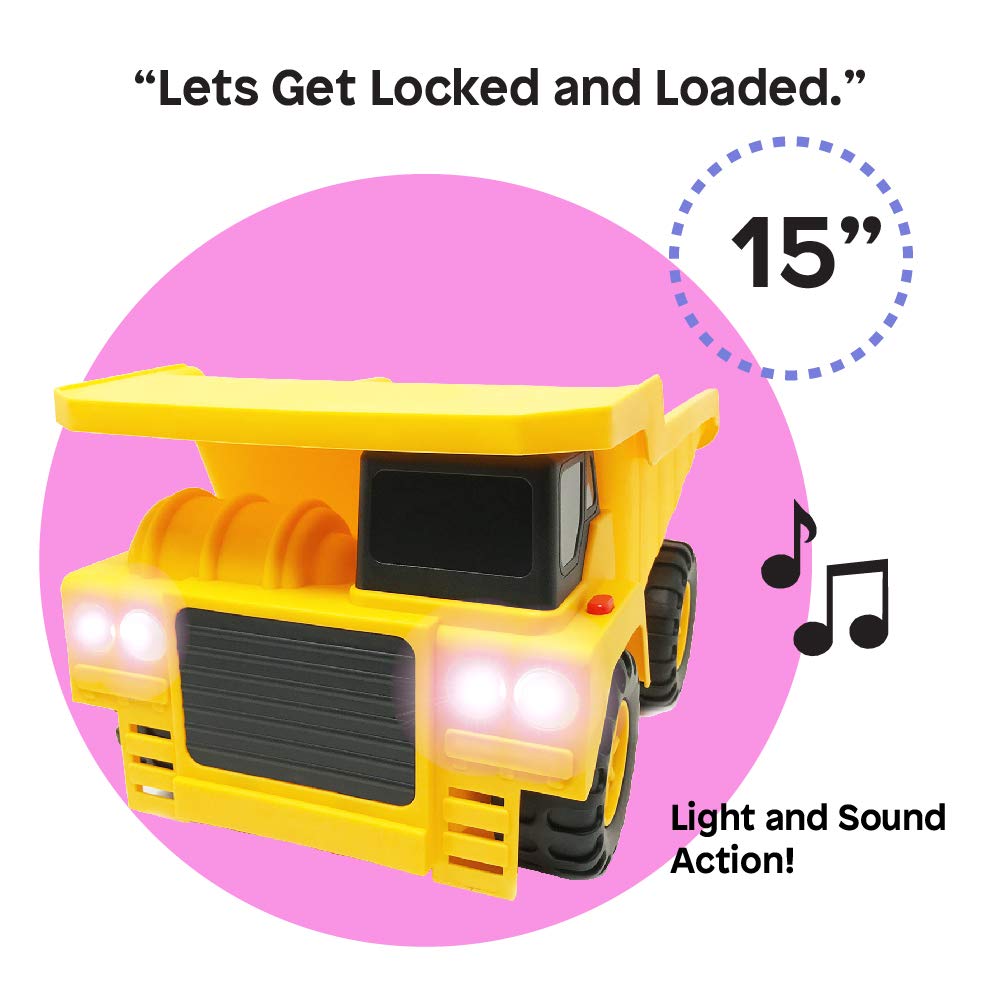 Boley Large Jumbo Dump Truck Construction Vehicle - Button Activated Lights and Sounds Construction Toy with Moveable Load Container - Perfect Car Truck Toy for Kids, Children, Toddlers