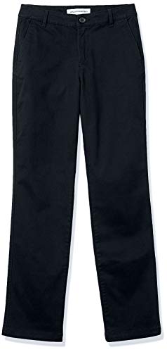 Amazon Essentials Women's Classic Straight-Fit Stretch Twill Chino Pant, Black, 10