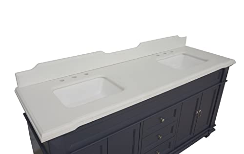 Kitchen Bath Collection Elizabeth 72-inch Double Bathroom Vanity (Quartz/Marine Gray): Includes Marine Gray Cabinet with Stunning Quartz Countertop Countertop and White Ceramic Sinks