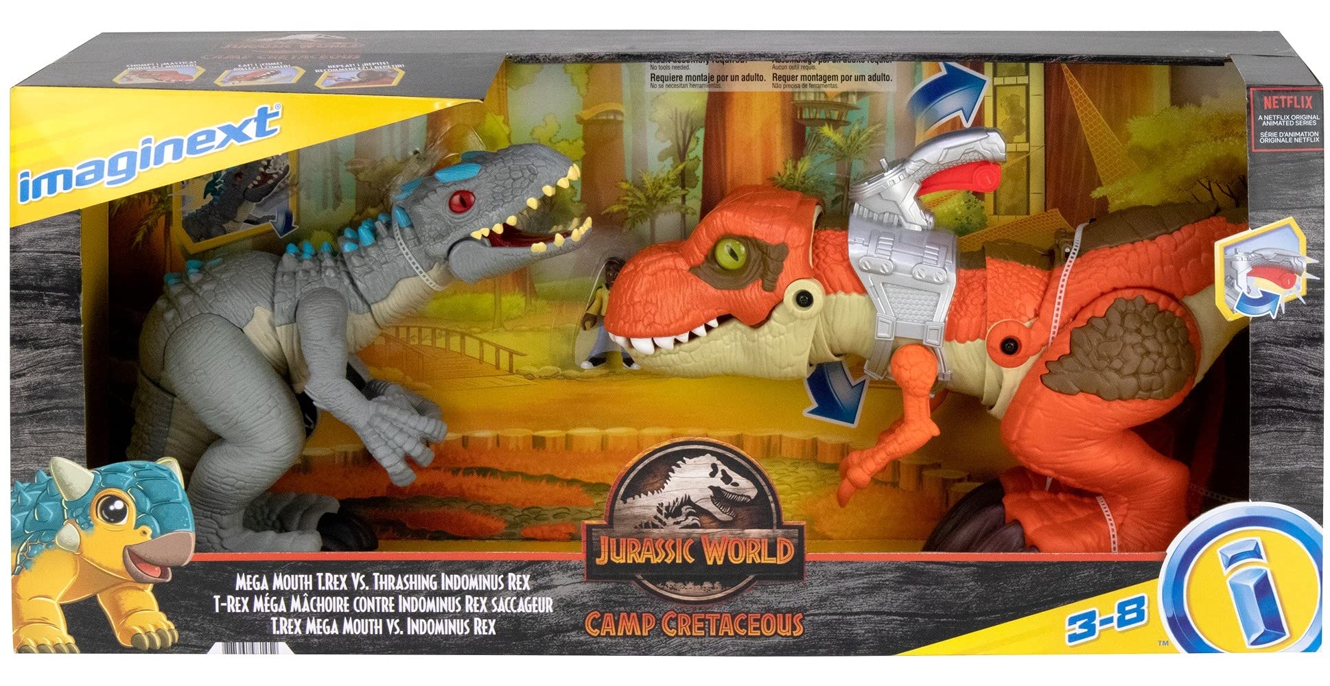 Fisher-Price Imaginext Jurassic World Camp Cretaceous Indominus Rex and T. Rex, Dinosaur Toy Set for Preschool Kids Ages 3-8 Years