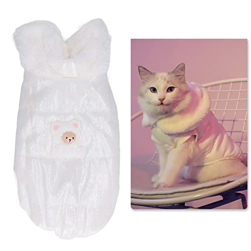 Cat Winter Coat, Pet Cold Weather Clothes with Fur Collar for Small Puppy Dog Clothes Cat Puppy Kitten Clothes M