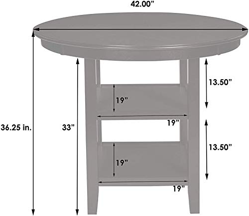 New Classic Furniture Gia 5-Piece Round Counter Height Dining Set with 1 Dining Table and 4 Chairs, 42-Inch, Cherry