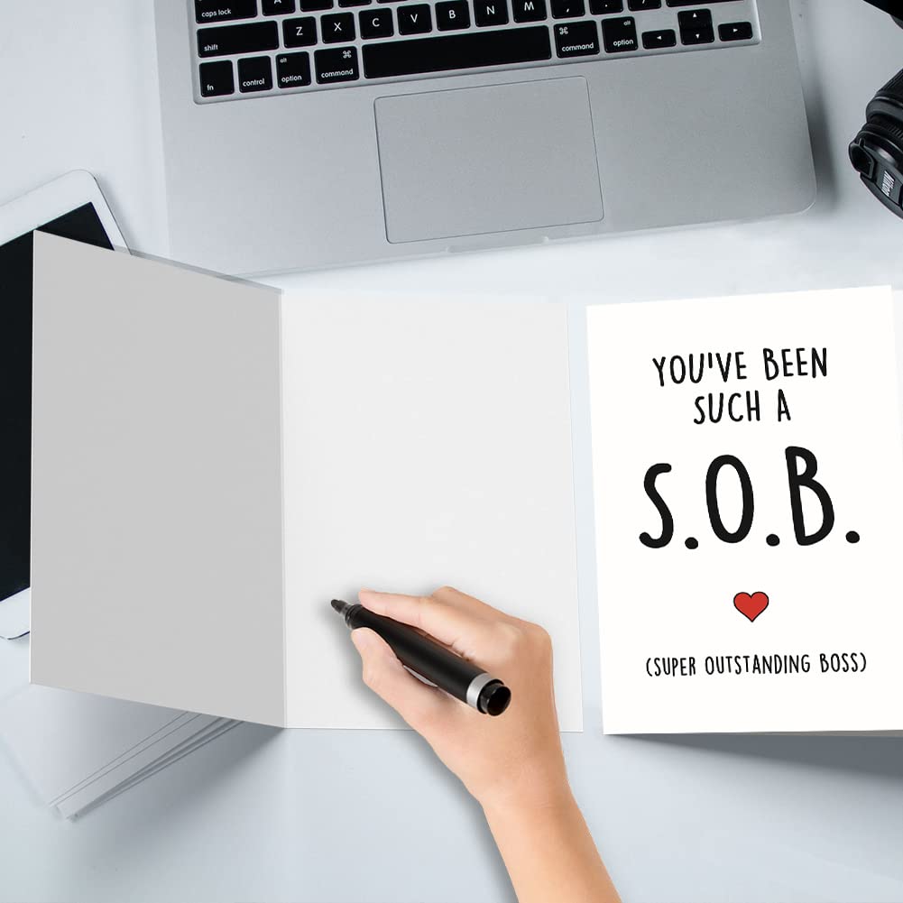 OJsensai Funny Boss Day Card, Humorous Card for Boss, Rude Card from Employee, Birthday Card for Boss Lady, You've Been Such A SOB