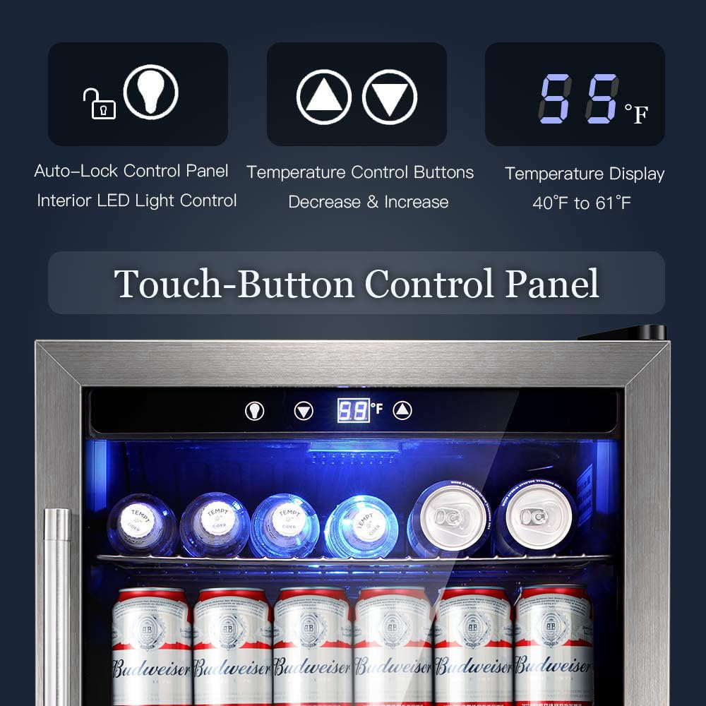Antarctic Star Beverage Refrigerator Cooler - 120 Can Mini Fridge Glass Door for Soda Beer or Wine Small Drink Dispenser Clear Front for Home, Office or Bar,4.5cu.ft.（Black）