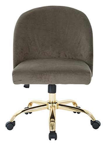 OSP Home Furnishings Layton Mid-Back Adjustable Office Chair with 5-Star Base, Gold Finish and Blue Azure Velvet