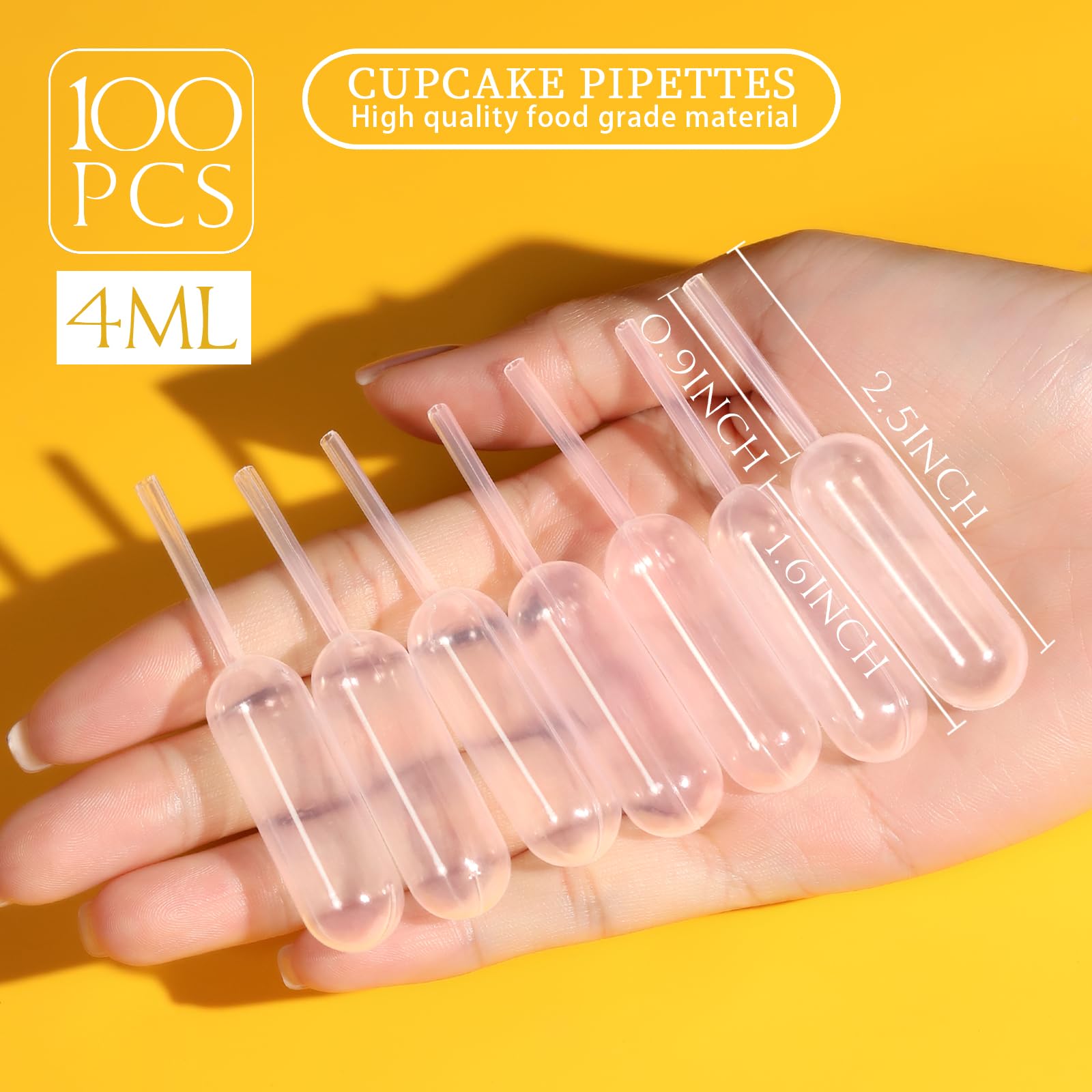 Teenitor Plastic Pipettes Squeeze Dropper Disposable 4ml 100pcs Mini Flavor Injector for Chocolate Strawberries Ice Cream Mini Cakes