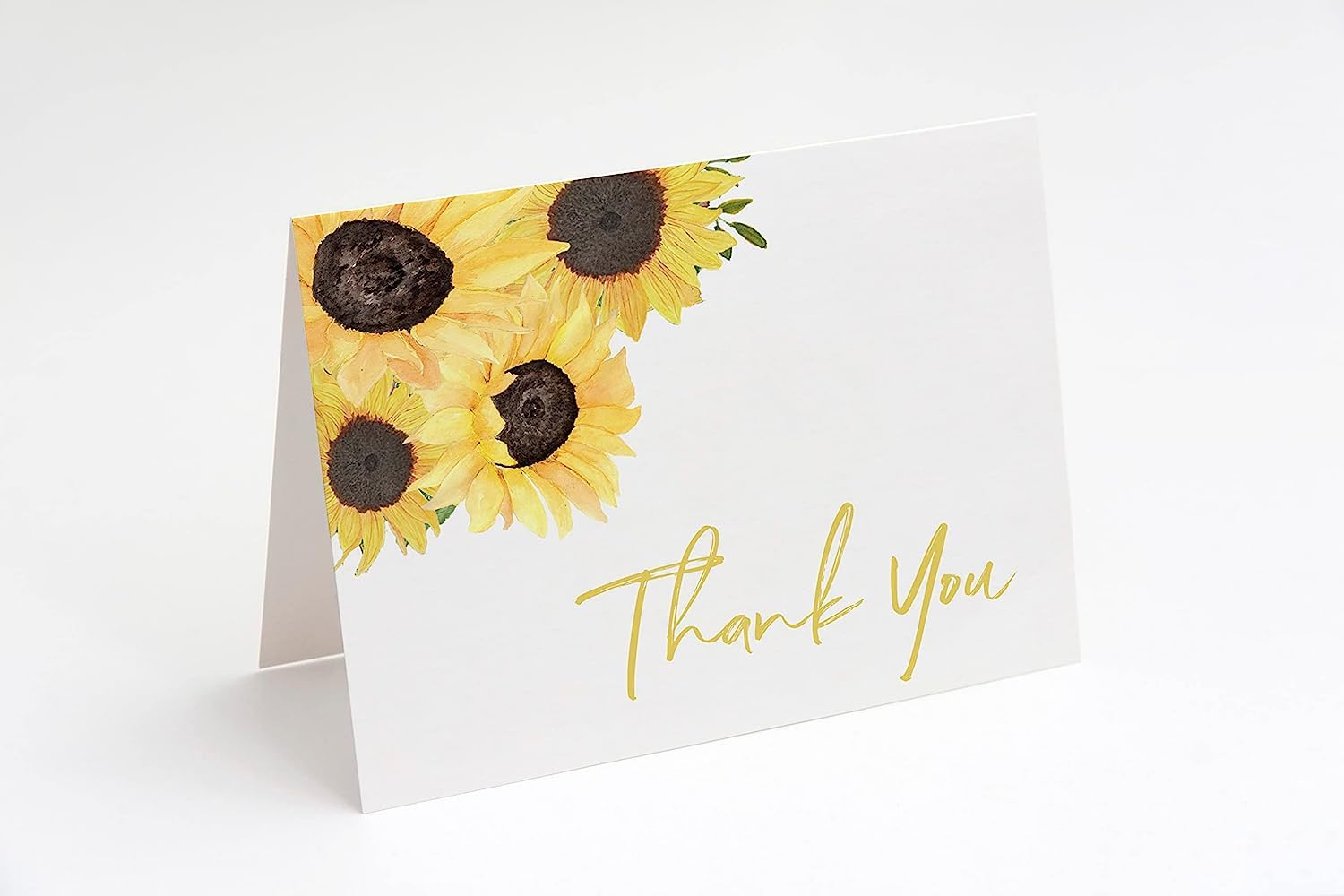 Sunflower Thank You Cards Bridal Shower Wedding Autumn Fall Summer Yellow Flowers Country Thanks Folding Notes (24 count)