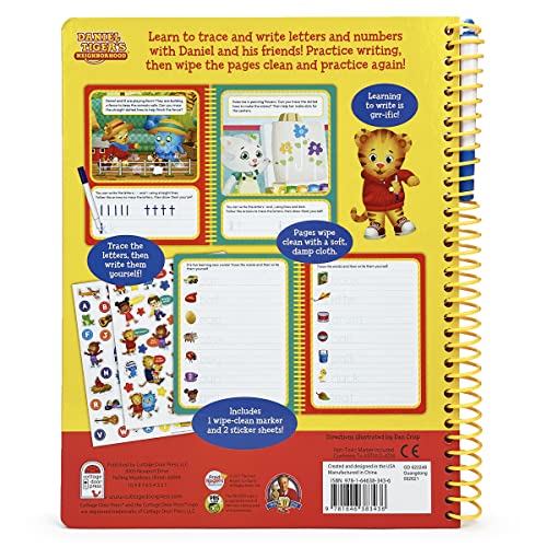 Daniel Tiger's Neighborhood Wipe Clean Writing & Tracing Workbook Skills for Preschool Kids Ages 3 - 5: Practice Pen Control, ABC's, Numbers, Handwriting, Wipe Off Pen Included