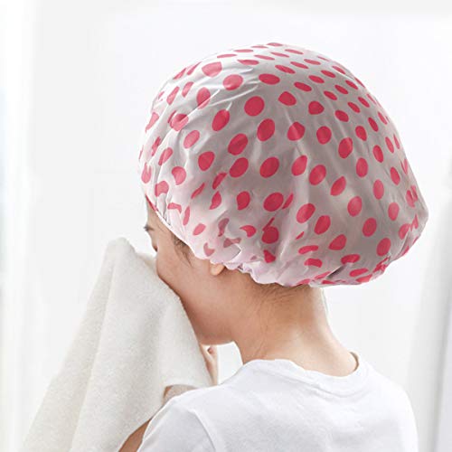 Keeygo 6 PCS Shower Caps, Large Reusable Elastic 100% Waterproof Bathing Hair Cap for Women Beauty, Hair Spa, Home Hotel Travel Use