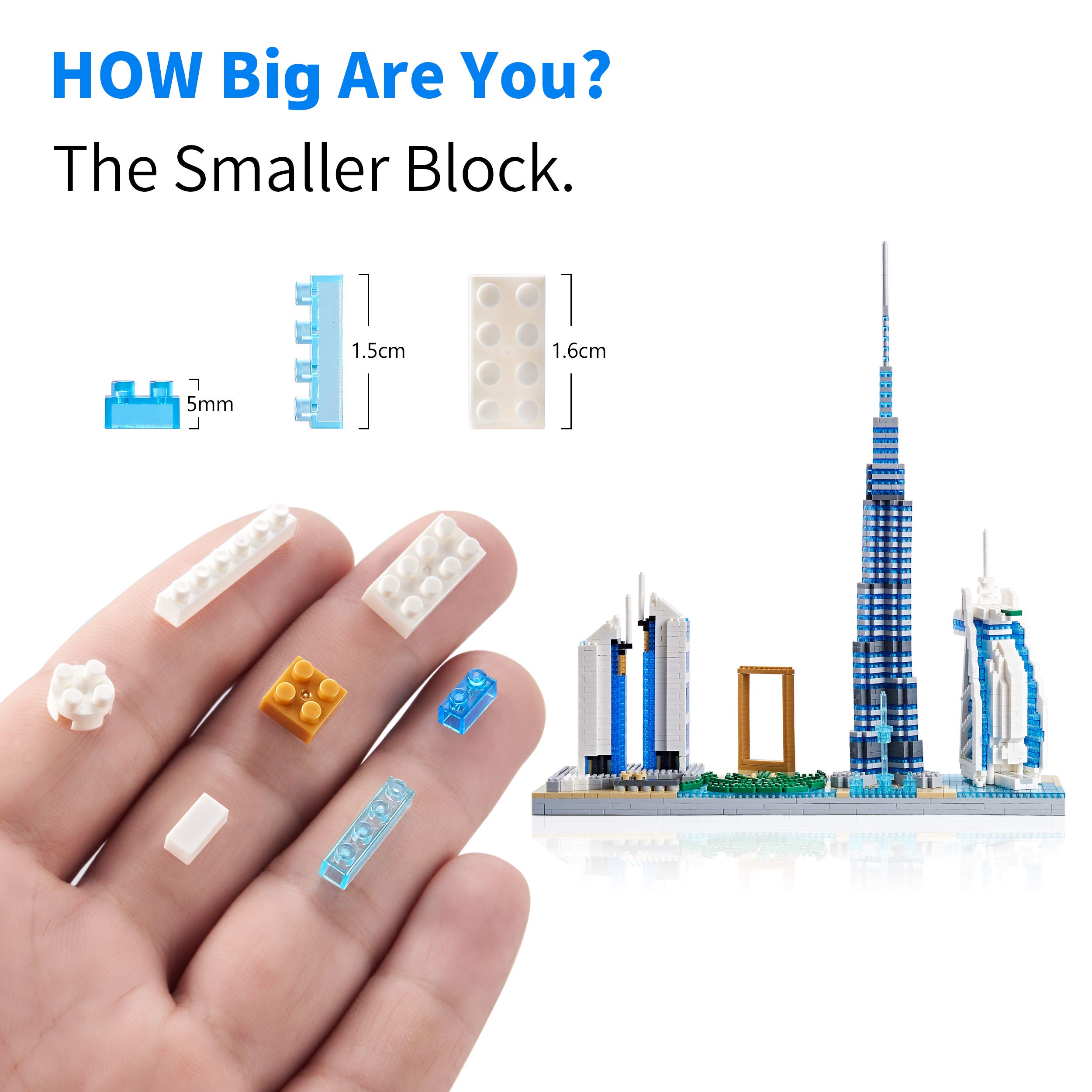 DOLBLOCK Architecture Dubai Skyline Collectible Model Building Kit Micro Mini Blocks Sets for Adults Toy Present Model Kit for Kids, 2545 Pieces