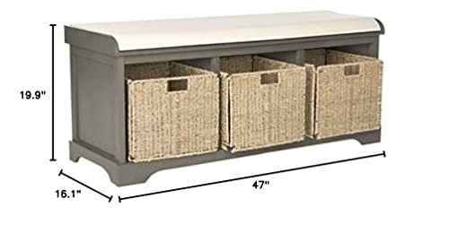 Safavieh American Homes Collection Lonan Grey and White Wicker Storage Bench, 0
