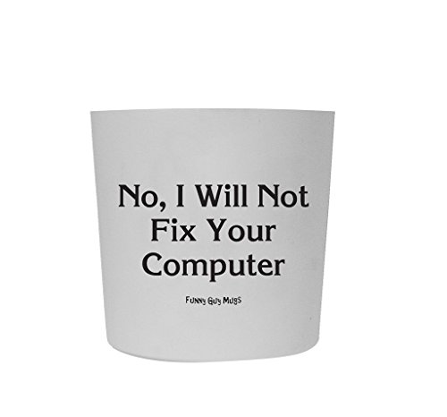 Funny Guy Mugs No I Will Not Fix Your Computer Travel Tumbler With Removable Insulated Silicone Sleeve, White, 16-Ounce