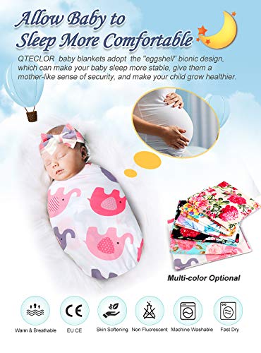 Newborn Receiving Blanket Headband Set - Unisex Soft Baby Swaddle Girl Boy Gifts