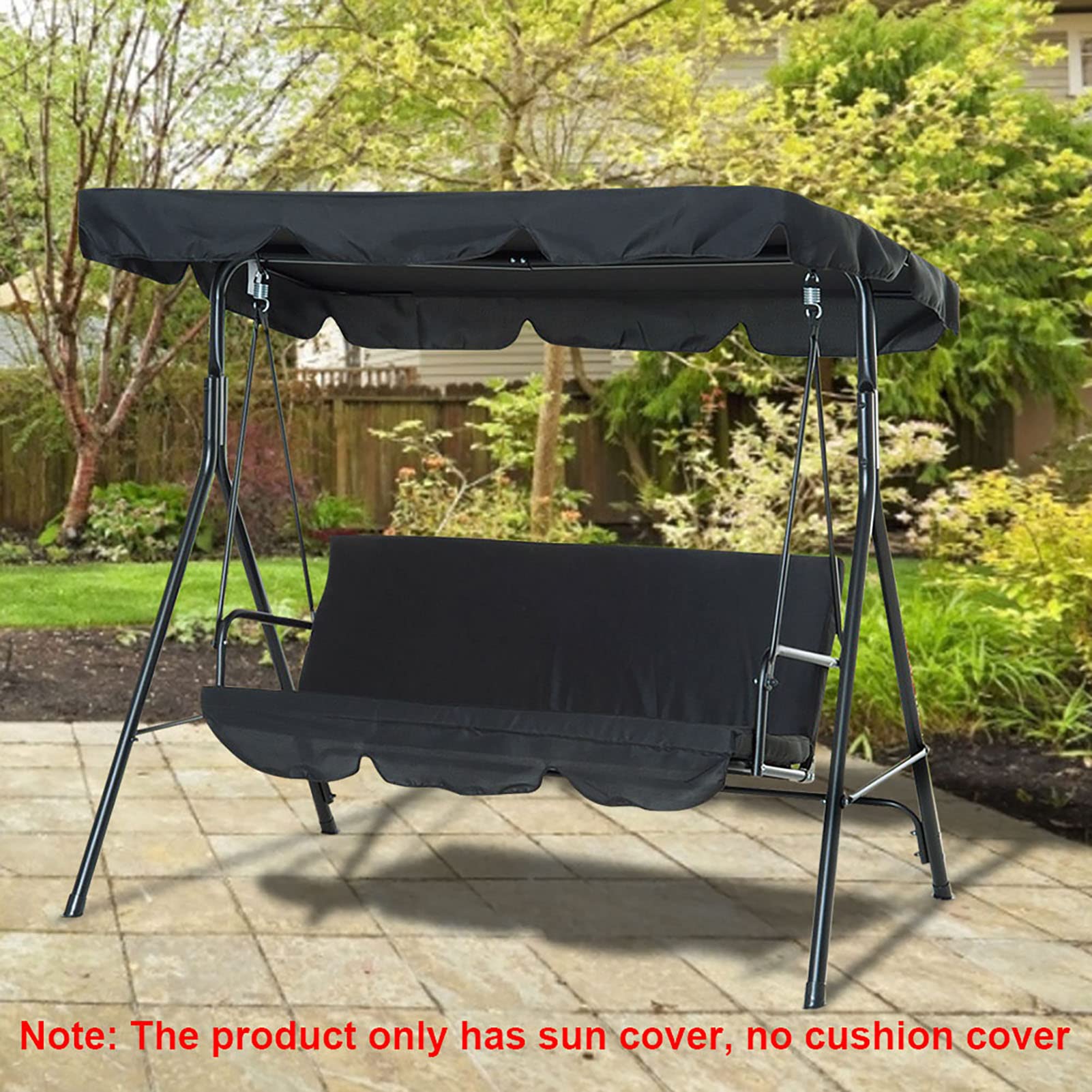 Tnfeeon Outdoor Swing Canopy Replacement Porch Top Cover for Patio Yard Seat Swing Glider Protector for Garden Poolside Balcony Backyard 74.80 X 51.97 X 5.91 Inch (Only Cover)(Black)