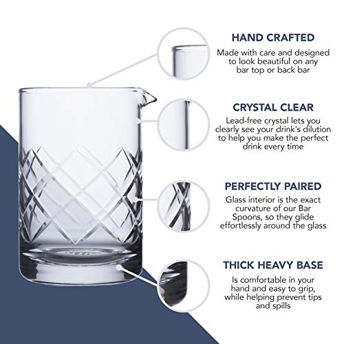 A Bar Above Cocktail kit - Stainless Steel Cocktail Picks 12pc & Mixing Glass (Diamond Cut)