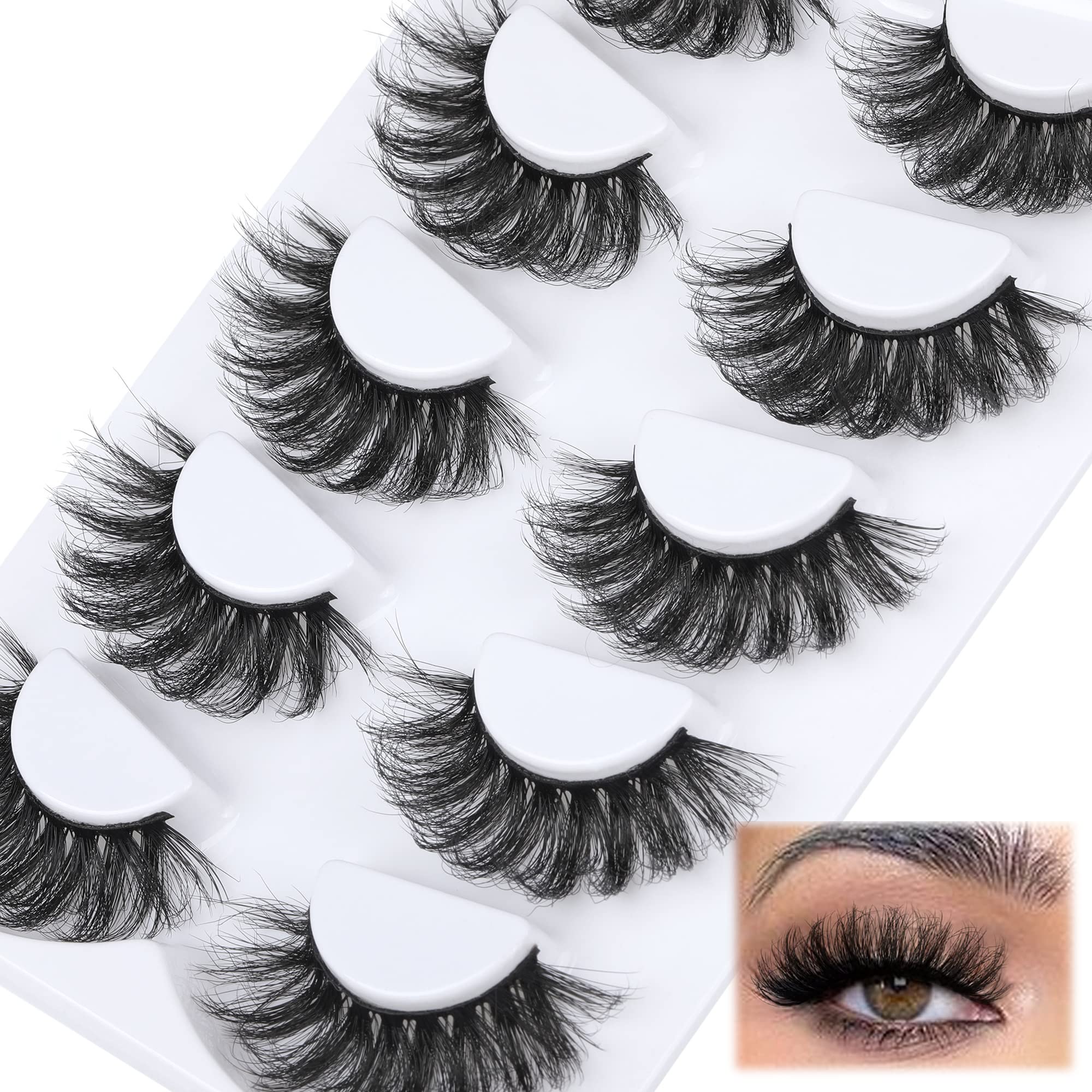 ALPHONSE False Lashes D Curl Fluffy False Eyelashes 20MM Wispy Faux Mink Lashes Long Dramatic Eyelashes Like Lash Extension Pack 5 Pairs
