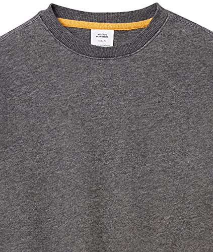 Amazon Essentials Toddler Boys' Fleece Crew-Neck Sweatshirts, Pack of 2, Grey/Charcoal Heather/Golden Yellow, 4T