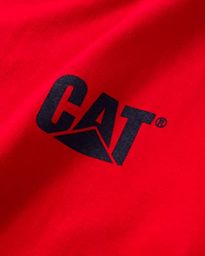 Caterpillar Men's Trademark T-Shirts with Shape-Retention Rib Trim Spandex, Tagless Neck, and CAT Logo on Left Chest, Hot Red Eclipse, X-Large
