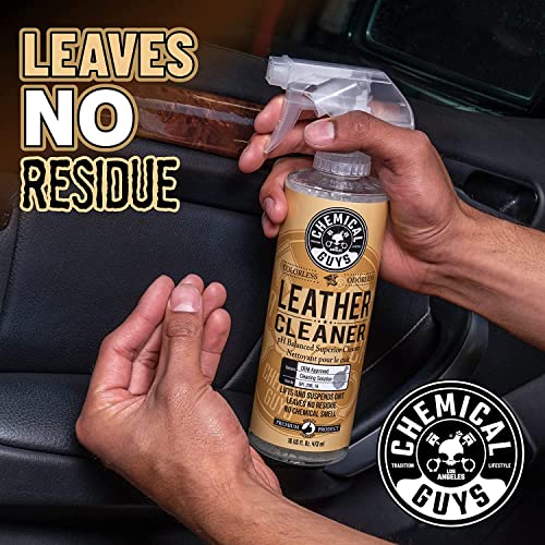 Chemical Guys SPI_109_04B Leather Cleaner and Conditioner Complete Leather Care Kit (2 - 4 fl oz Bottles) with ACC_S95 Long Bristle Horse Hair Leather Cleaning Brush, 1 Pack (3 Item Bundle)