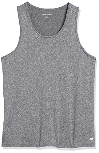 Amazon Essentials Men's Tech Stretch Tank T-Shirt, Black Heather, Large