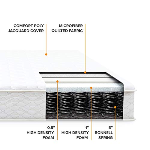 Best Price Mattress 6 Inch Tight Top Innerspring Mattress - Comfort Foam Top with Bonnell Spring Base, CertiPUR-US Certified Foam, Queen,White