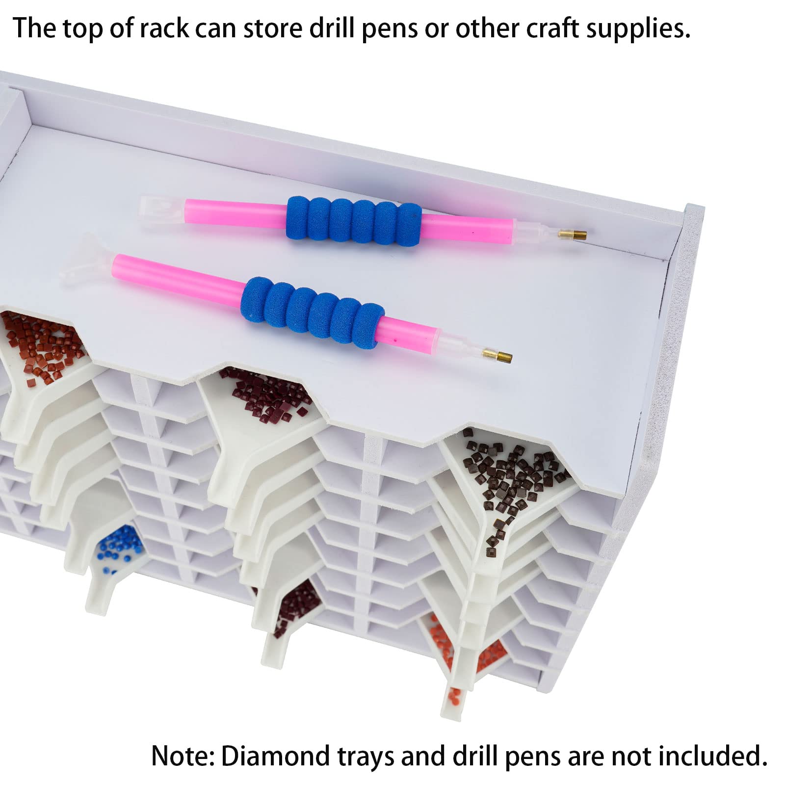 Krafetto 48 Grids Diamond Painting Tray Storage Holder Drill Pen & Multi-Boat Tray Organizer Rack Art Diamond Painting Accessories Kits, for Small Size Trays