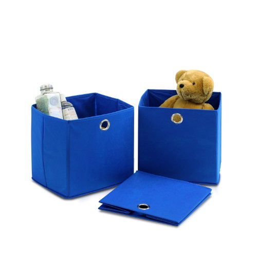 Furinno Laci NW13116 Foldable Storage Organizer with Round Ring Handle, Blue, Set of 3