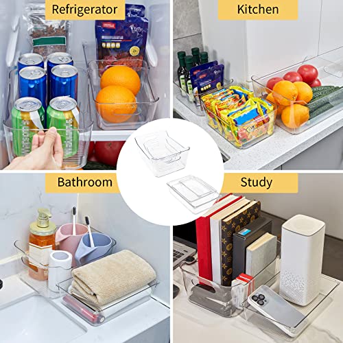 DWGuliho Refrigerator storage bin, Set of 9 Kitchen Storage Containers, Clear Fridge Organizer,Multi-use Clear storage bin for Cabinet, Bathroom, Vanity Room