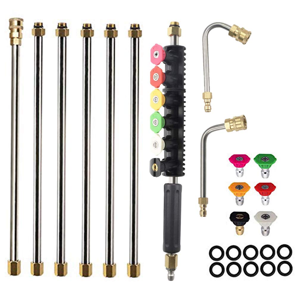 AgiiMan Brass Pressure Washer Extension Wands - 120 Inch Power Washer Gutter Cleaning Tools, Telescoping Replacement Lance, Window Cleaner Nozzles Tips, Sliver