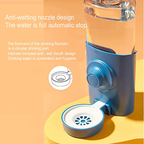 Calymmny Large Rabbit Water Bottle, 20oz Hanging Automatic Water Dispenser by Gravity Flow for Bunny Chinchilla Guinea Pig Ferrets (BLUE)
