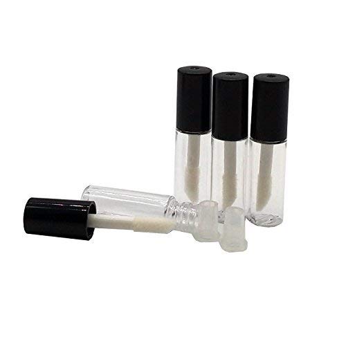 Mydio 50 Pack 1.2ML Clear Mini Lip Gloss Tube Empty Lip Balm Containers With Black Lid for Lipstick Samples