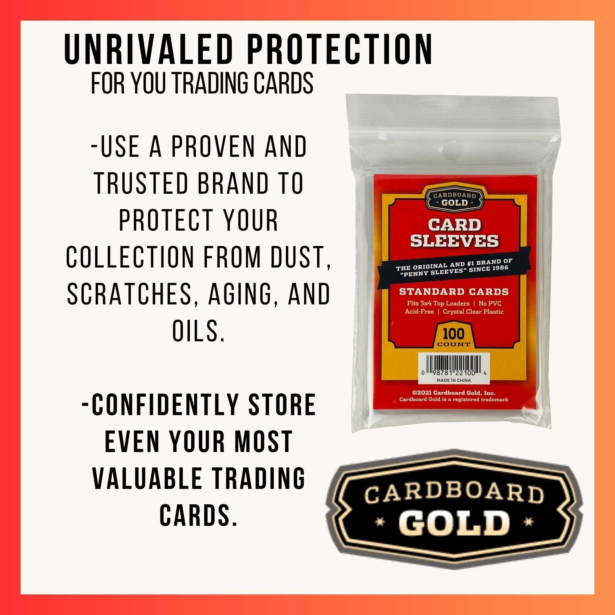 Cardboard Gold Penny Sleeves for Trading Cards - 1000 Count Card Protector Sleeves with Durable, Crystal-Clear Plastic for Baseball, Sports, Collector, Standard-Sized Cards 2-5/8โ x 3-5/8โ (67x94mm)
