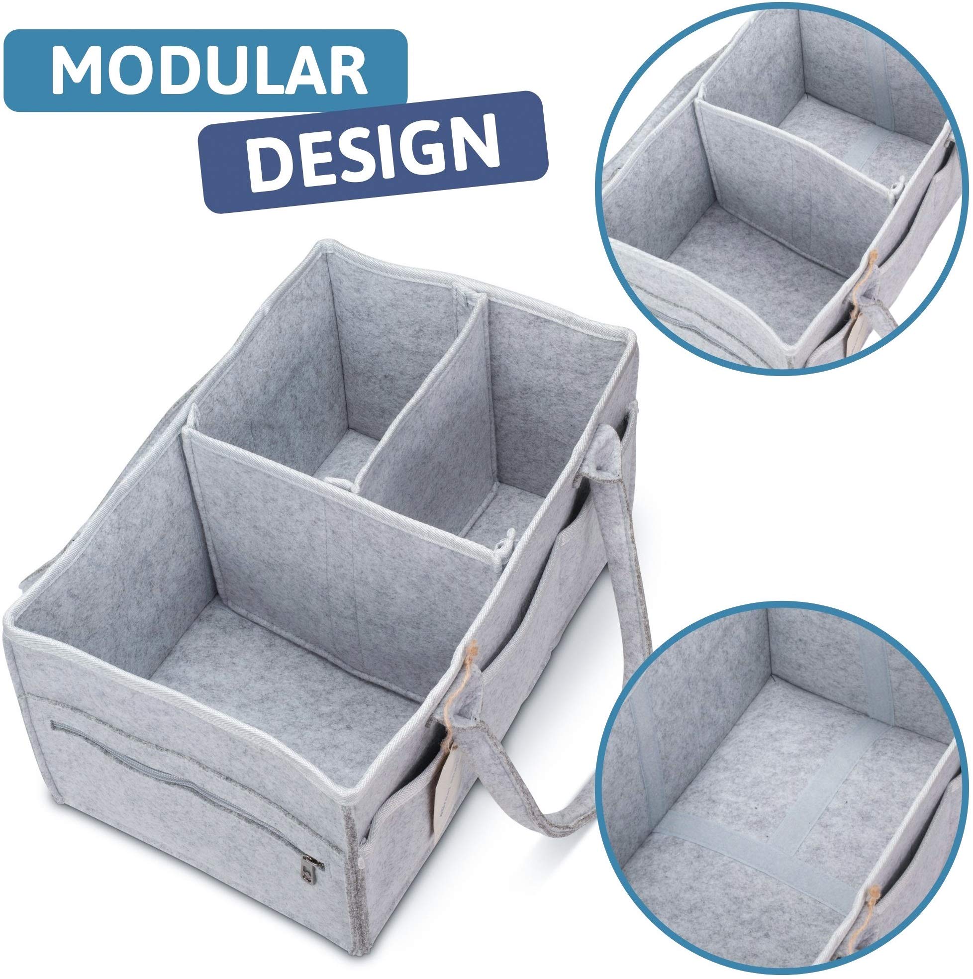 AGREAT SHARK Baby Diaper Caddy - Car Organizer and Nursery Storage Bin for Diapers Baby Wipes With Zipper Pocket (Large)