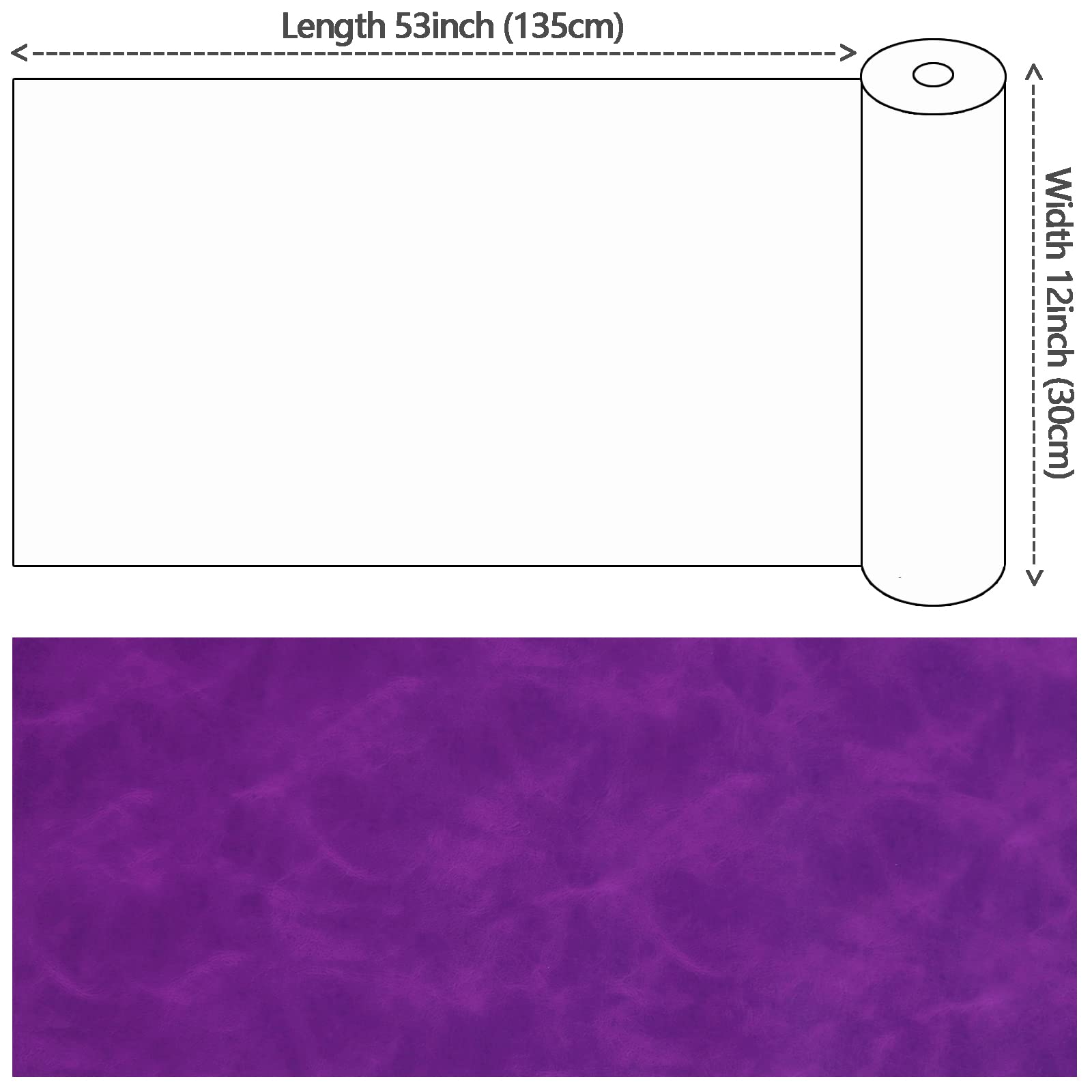 Smooth Solid Color Purple Faux Leather Roll 12"X53"(30cmX135cm), Material for Making Crafting,Making Handicrafts,Leather Earrings, Bows, DIY Sewing (Purple)