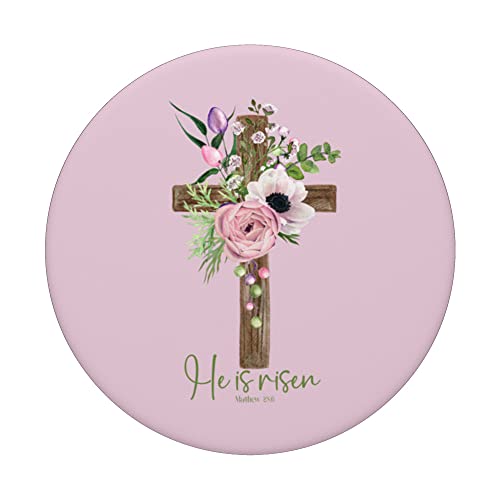 Easter He Is Risen For Christians Matthew 28:6 PopSockets Swappable PopGrip