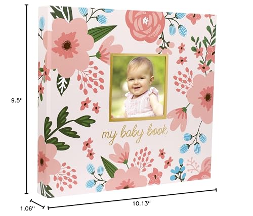 Pearhead Memory Book with Included Baby Belly Stickers, Modern Baby First Year Journal, Babys First Year, Baby Shower, Floral 17 Piece Set