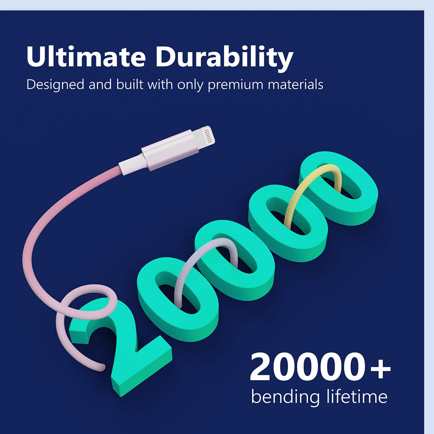 UMETRAVEL Lightning Cable MFi Certified iPhone Charger Cable Nylon Braided Charging Cord Lightning to USB A Cable for iPhone and More 3.3ft (Rainbow)
