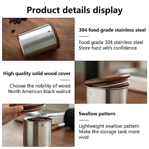 Fourmor 304 Stainless Steel Coffee Canisters 500ml - Coffee Station Container for Ground Coffee Bean Storage, Airtight Food Storage Container with Pop Lid, small Capacity Food Storage Jar for Kitchen
