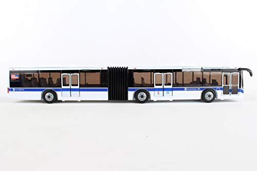 Daron RT8563 New York City MTA Metro Articulated Electric Bus 1:43 Scale- 16 Inches long White/Blue/Black