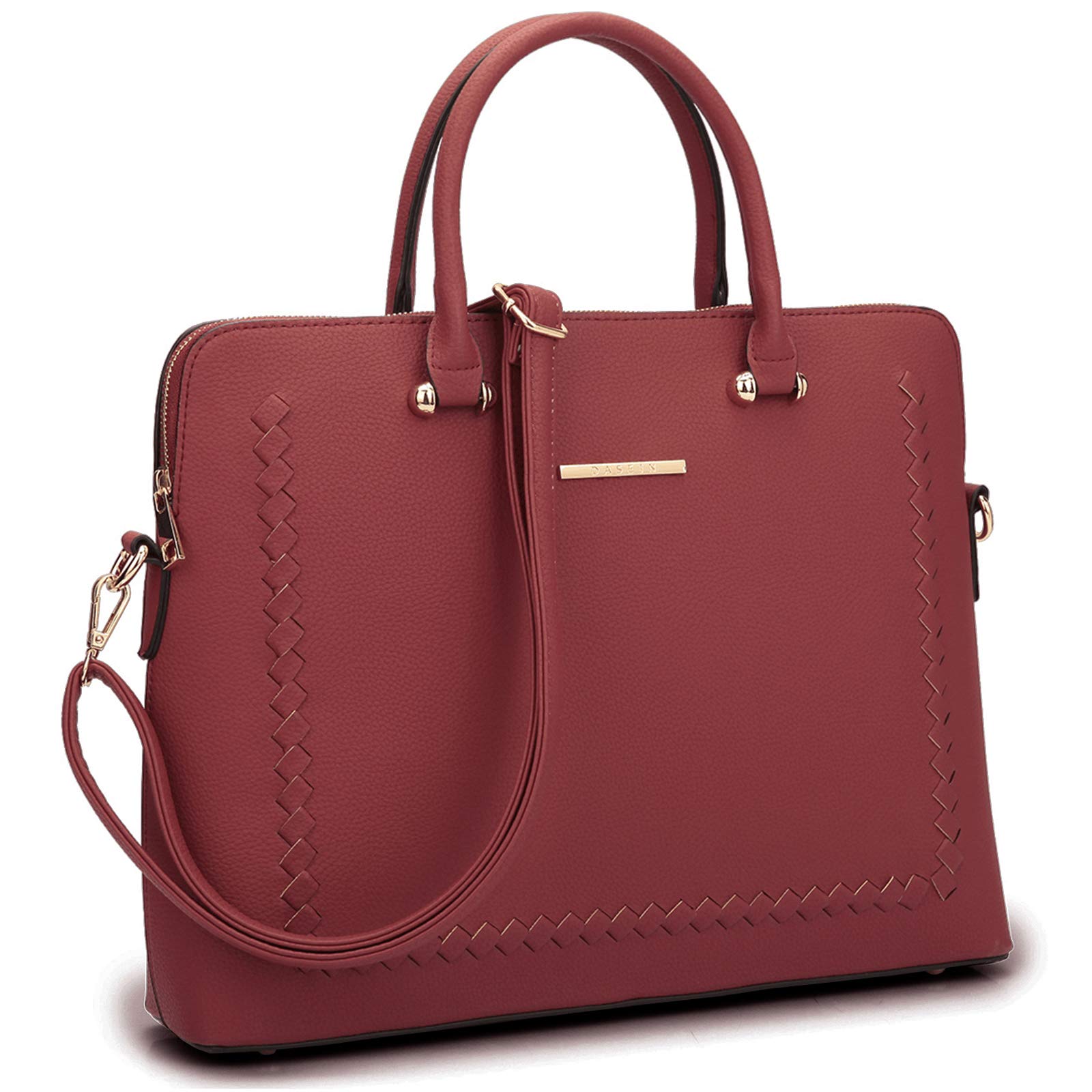 Dasein Women Woven Design Large Handbag Purse Vegan Leather Work Bag Tote Shoulder Bag